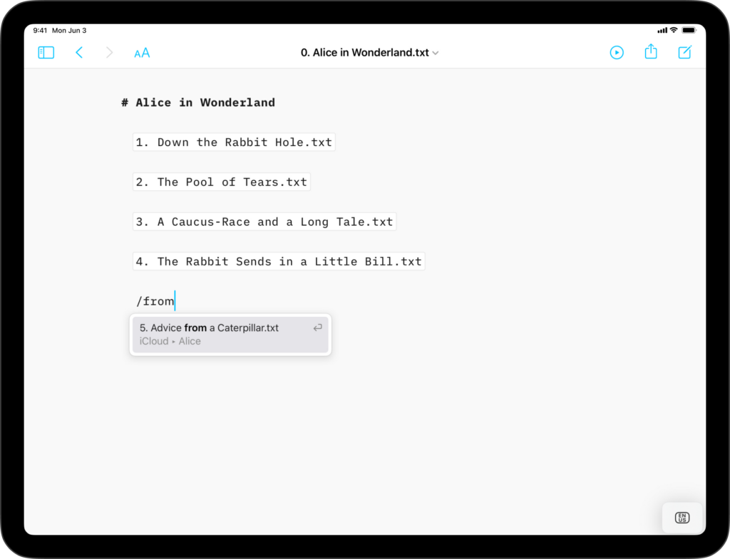 Content Blocks in iA Writer: Include images, tables, text files and code