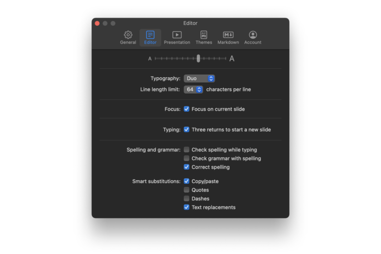 Settings Mac – iA