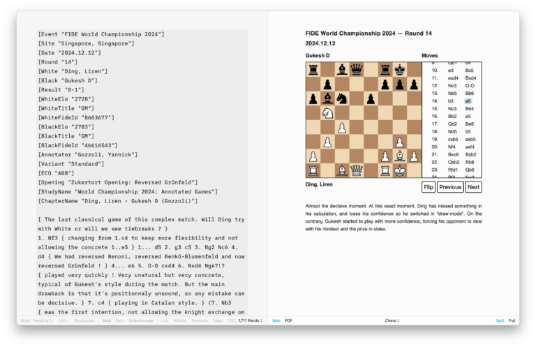 A Chess Template for iA Writer